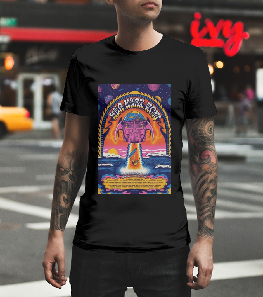 Sea Hear Now Asbury Park September 19 20 2026 The Strokes Mumford & Sons Psychedelic Spaceship Surf T-Shirt