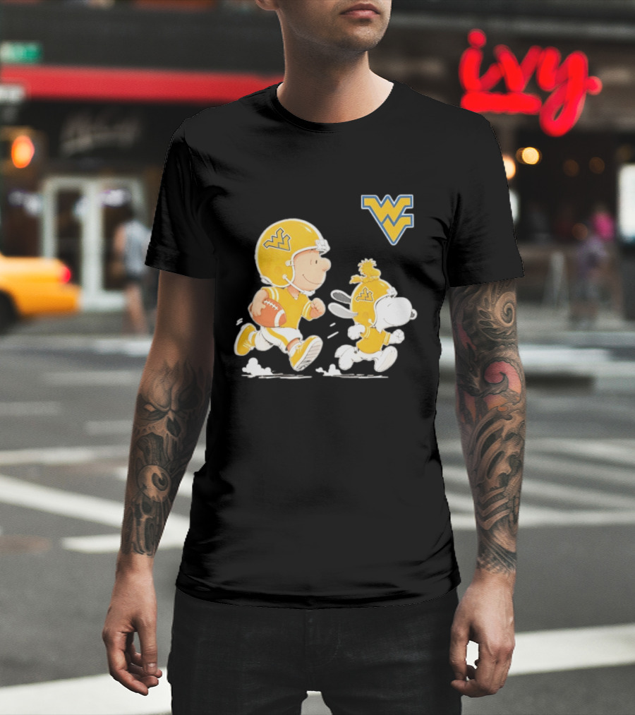 West Virginia Mountaineers Football Snoopy Woodstock Charlie Brown NCAA Running T-Shirt