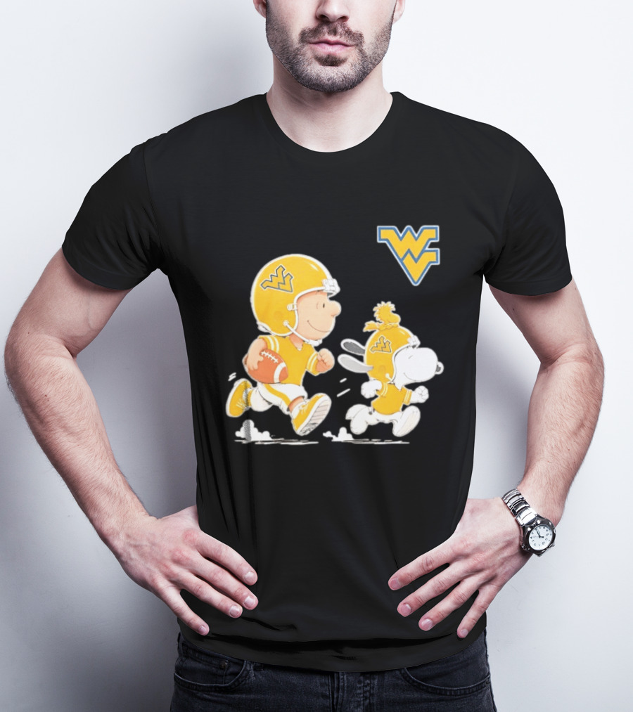 West Virginia Mountaineers Football Snoopy Woodstock Charlie Brown NCAA Running T-Shirt