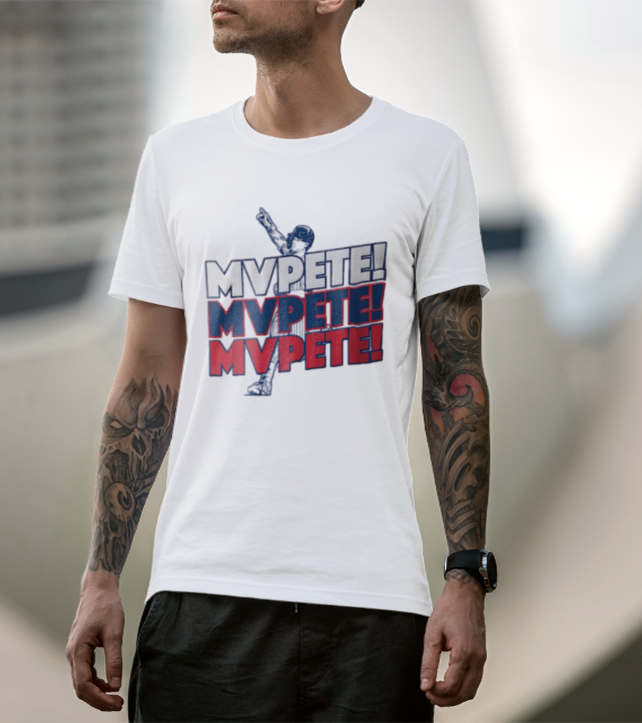 MVPETE Baseball Player Pointing Up Repeated T-Shirt