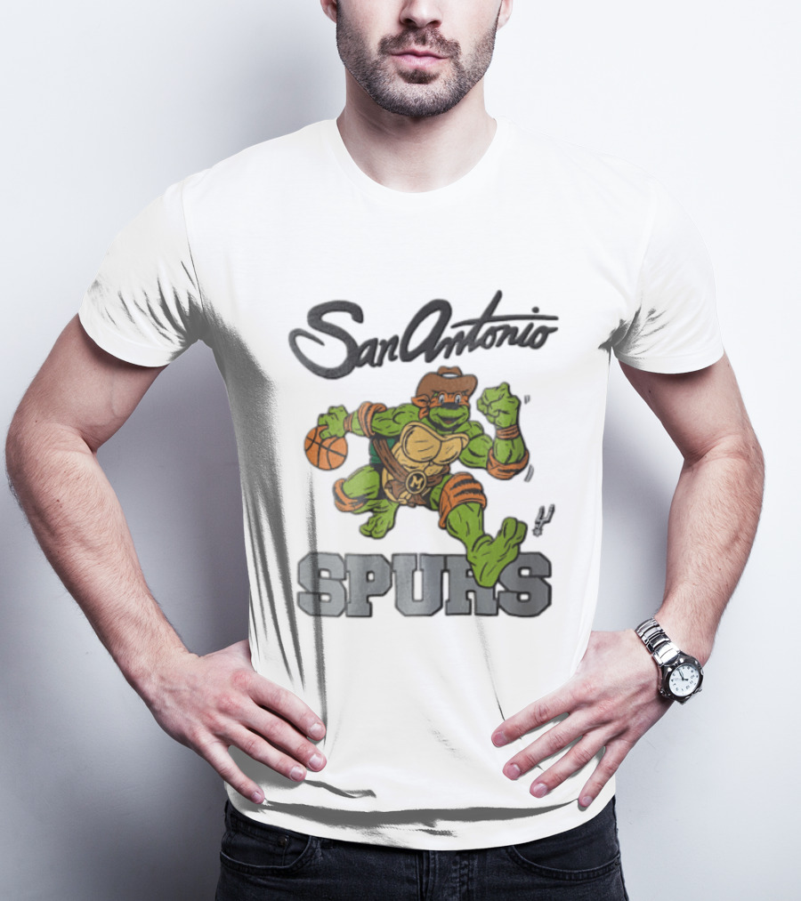 San Antonio Spurs Cartoon Turtle Cowboy Basketball T-Shirt