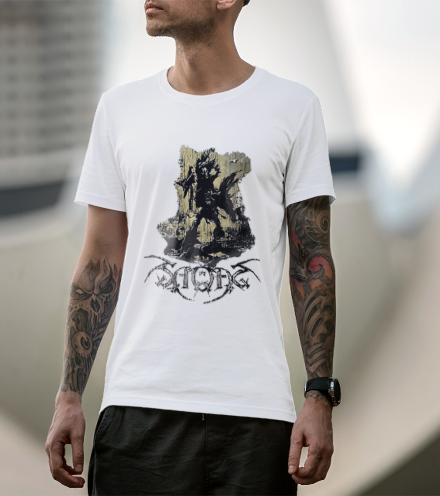 Savatage Skeleton Reaper Flying V Guitar Gold Distressed T-Shirt