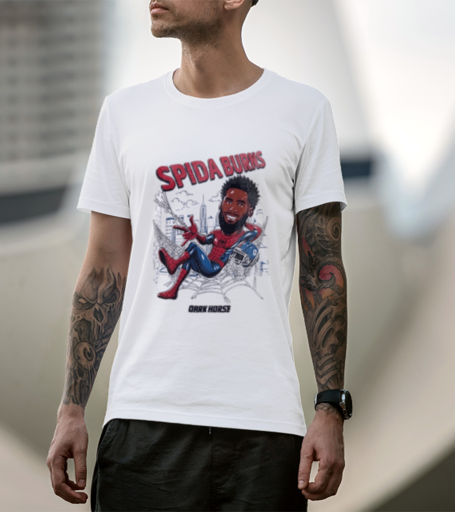 Spida Burns Dark Horse With Spider Man New York Giants T-Shirt