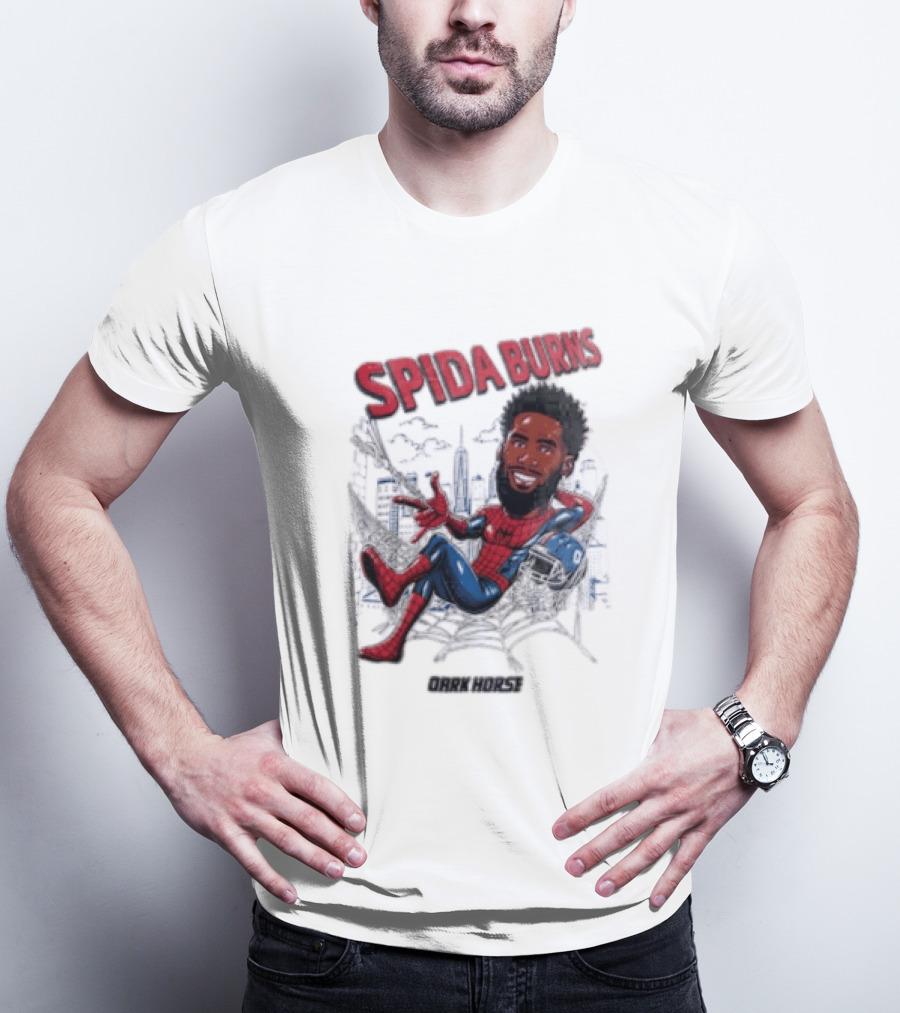 Spida Burns Dark Horse With Spider Man New York Giants T-Shirt