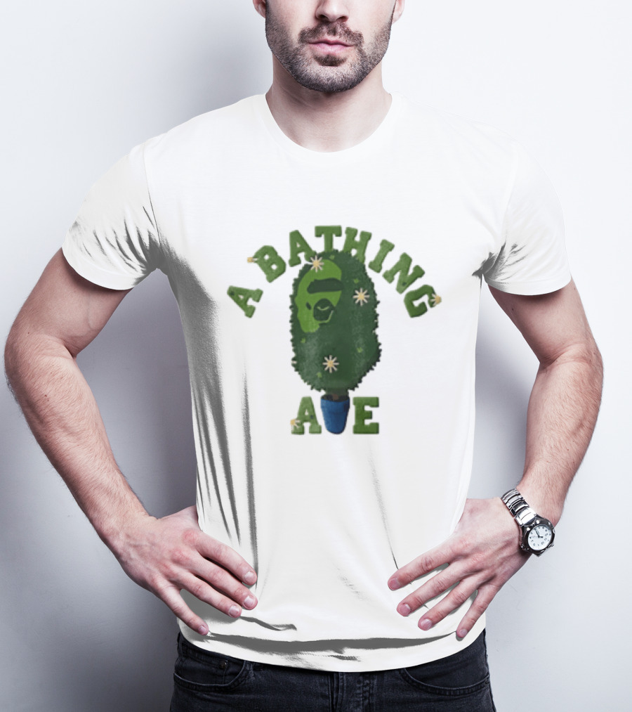 A Bathing Ape Topiary Bush Potted Blue Planter Yellow Flowers T-Shirt