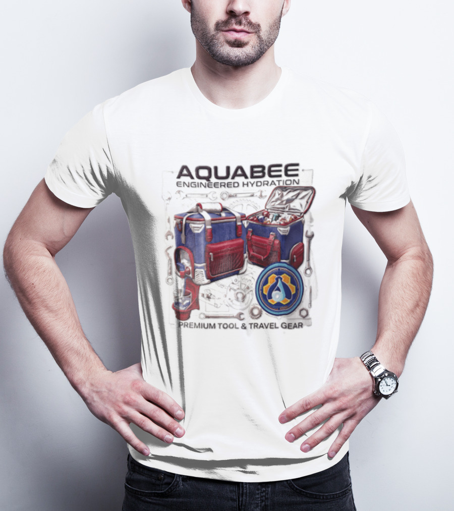 Aquabee Engineered Hydration Premium Tool And Travel Gear Cooler Blueprint T-Shirt