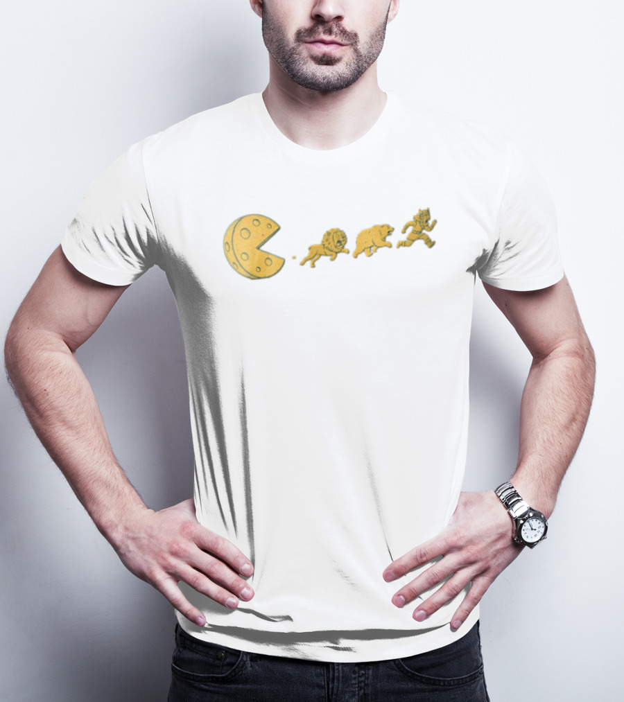 Cartoon Cheese Pacman Chasing Lion Bear Viking T-Shirt
