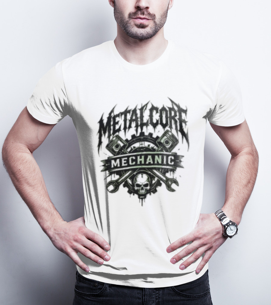 Metalcore Mechanic Skull Pistons Wrenches T-Shirt