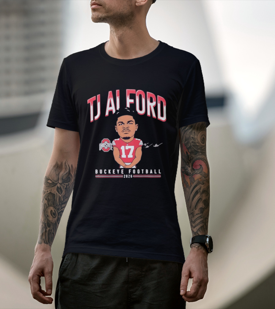 TJ Alford 17 Ohio State Buckeye Football 2026 Caricature T-Shirt