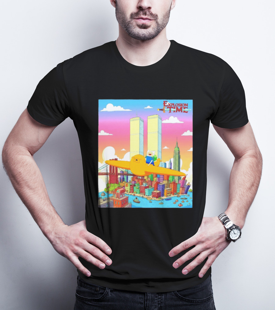 Explosion Time Adventure Finn And Jake NYC Skyline T-Shirt