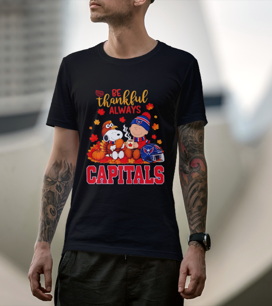 Be Thankful Always Snoopy And Charlie Brown Washington Capitals Cozy Autumn T-Shirt