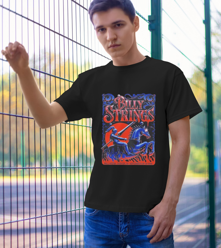 Billy Strings Ball Arena Denver September 18 19 2026 Knight On Horse Tour T-Shirt