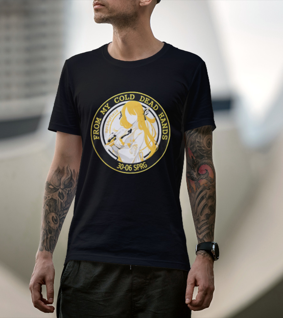 From My Cold Dead Hands Springfield 30 06 Sprg Anime Girl Yellow And Black Circle T-Shirt