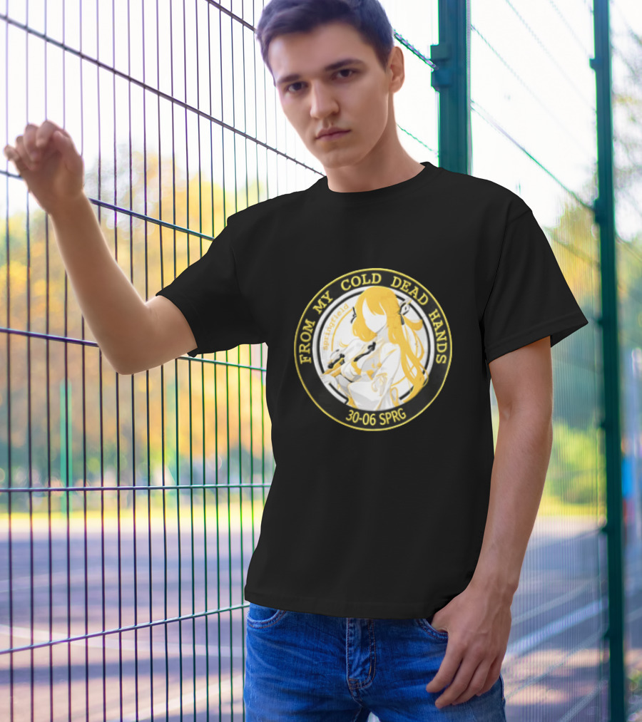 From My Cold Dead Hands Springfield 30 06 Sprg Anime Girl Yellow And Black Circle T-Shirt
