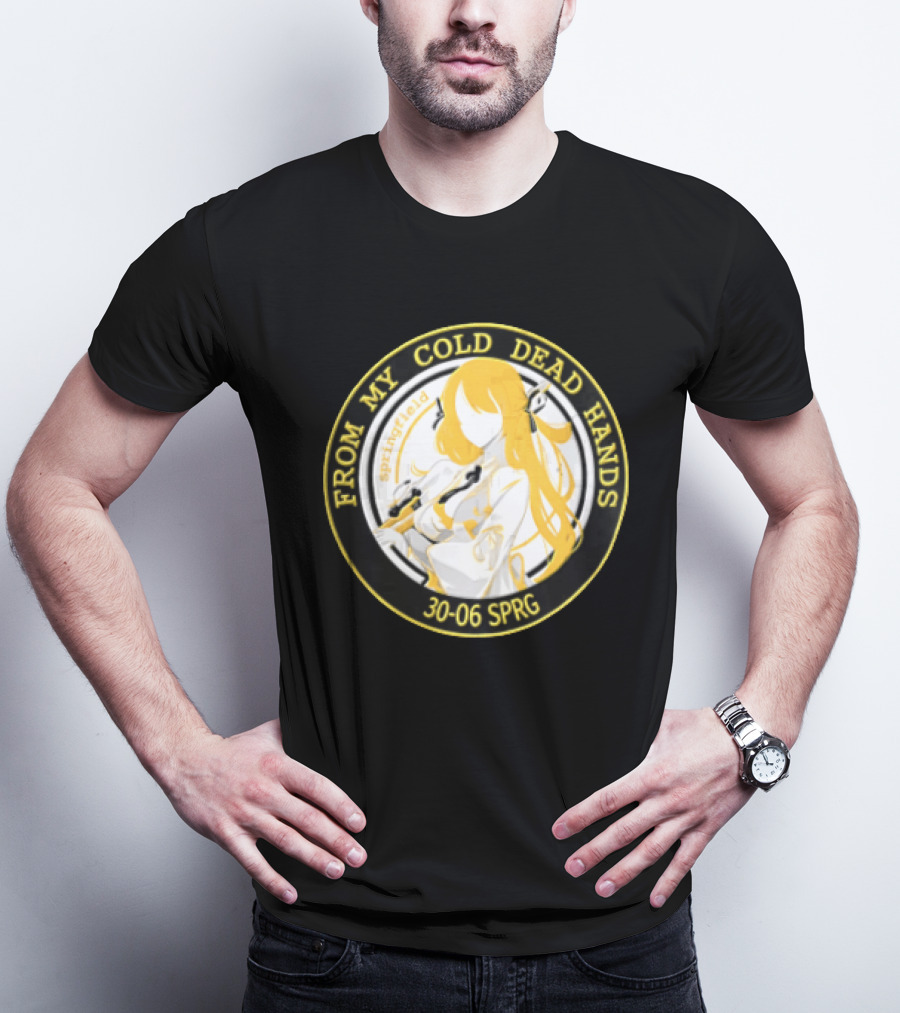 From My Cold Dead Hands Springfield 30 06 Sprg Anime Girl Yellow And Black Circle T-Shirt