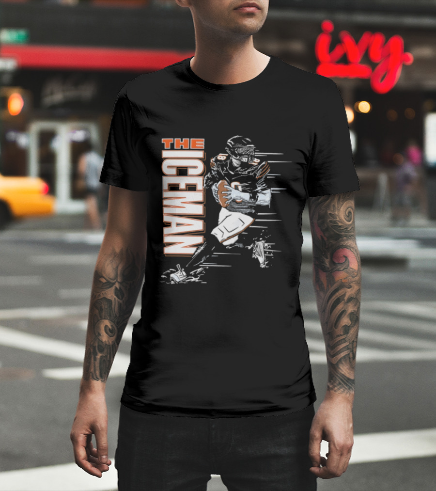 Chicago Bears The Iceman Football Player Running Holding Ball T-Shirt
