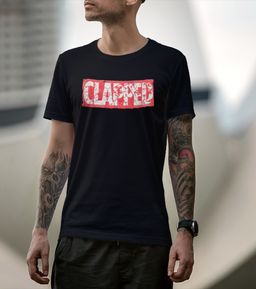 Clapped Red Box Bold Typographic T-Shirt