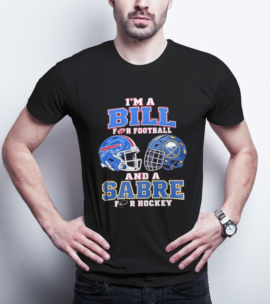 Buffalo Bill Football And Sabre Hockey Fan Helmets T-Shirt
