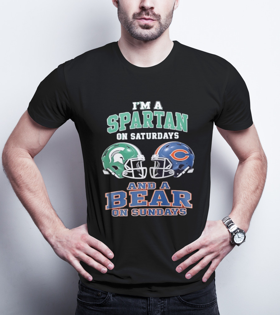 I'm A Spartan On Saturdays Bear Helmet Sundays T-Shirt