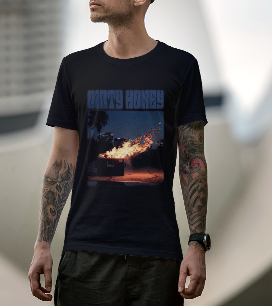 Dirty Honey Dumpster Fire Album Cover Vintage Aesthetic T-Shirt