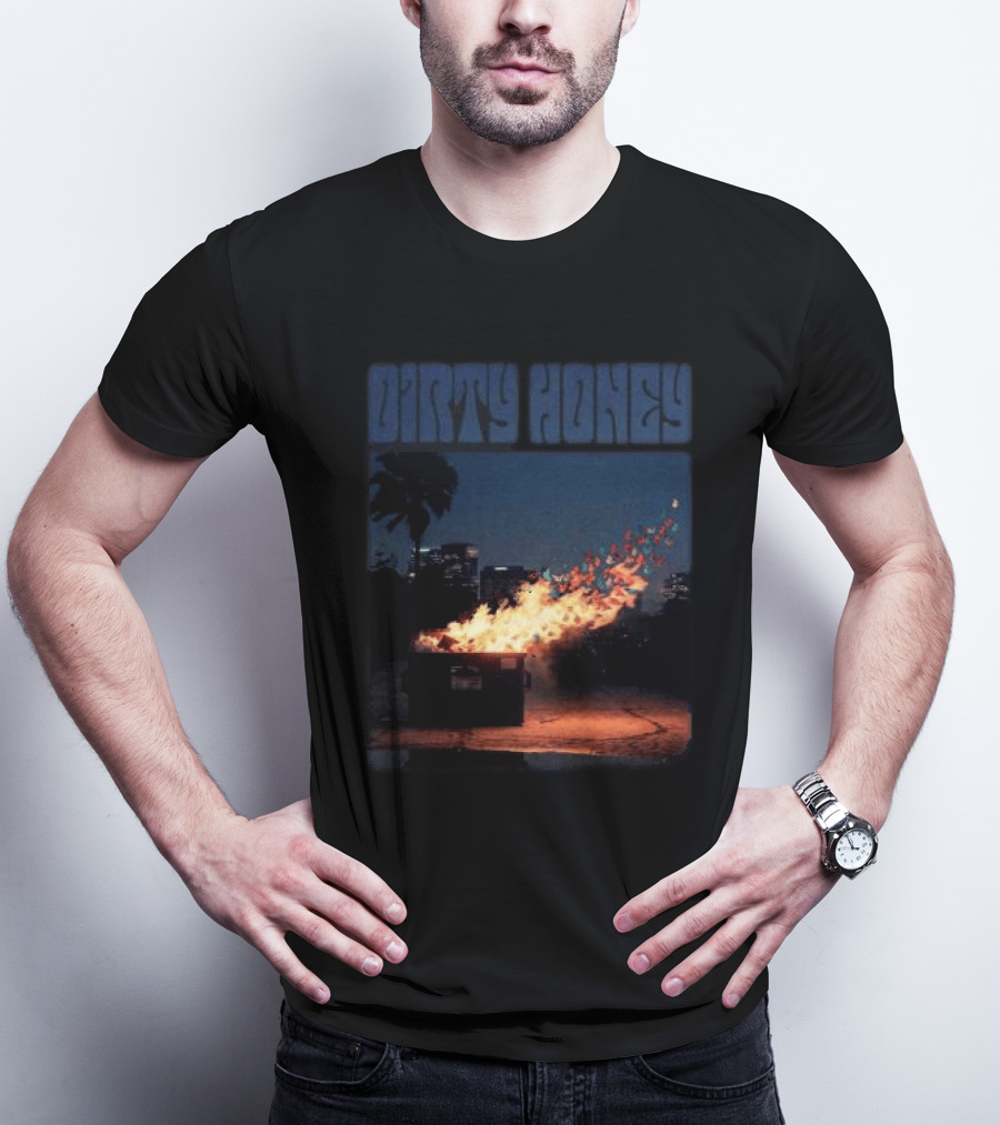 Dirty Honey Dumpster Fire Album Cover Vintage Aesthetic T-Shirt