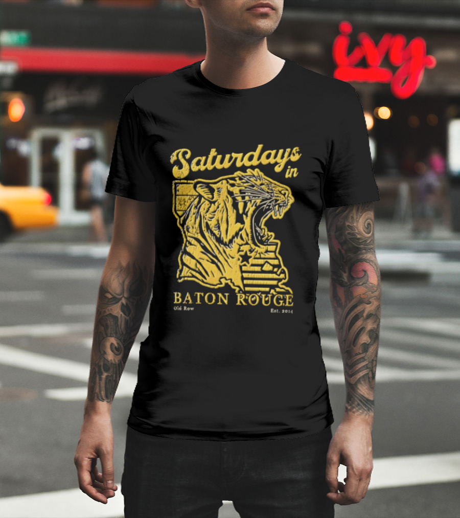 Saturdays In Baton Rouge Kyle Row Miami OH Roaring Tiger Head Louisiana Est 2014 T-Shirt