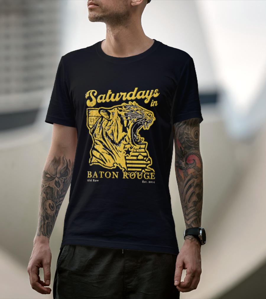 Saturdays In Baton Rouge Kyle Row Miami OH Roaring Tiger Head Louisiana Est 2014 T-Shirt