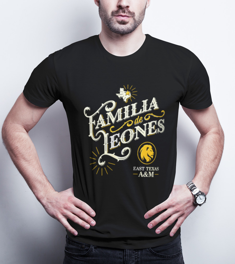 Familia De Leones East Texas A&M Map Star Lion T-Shirt