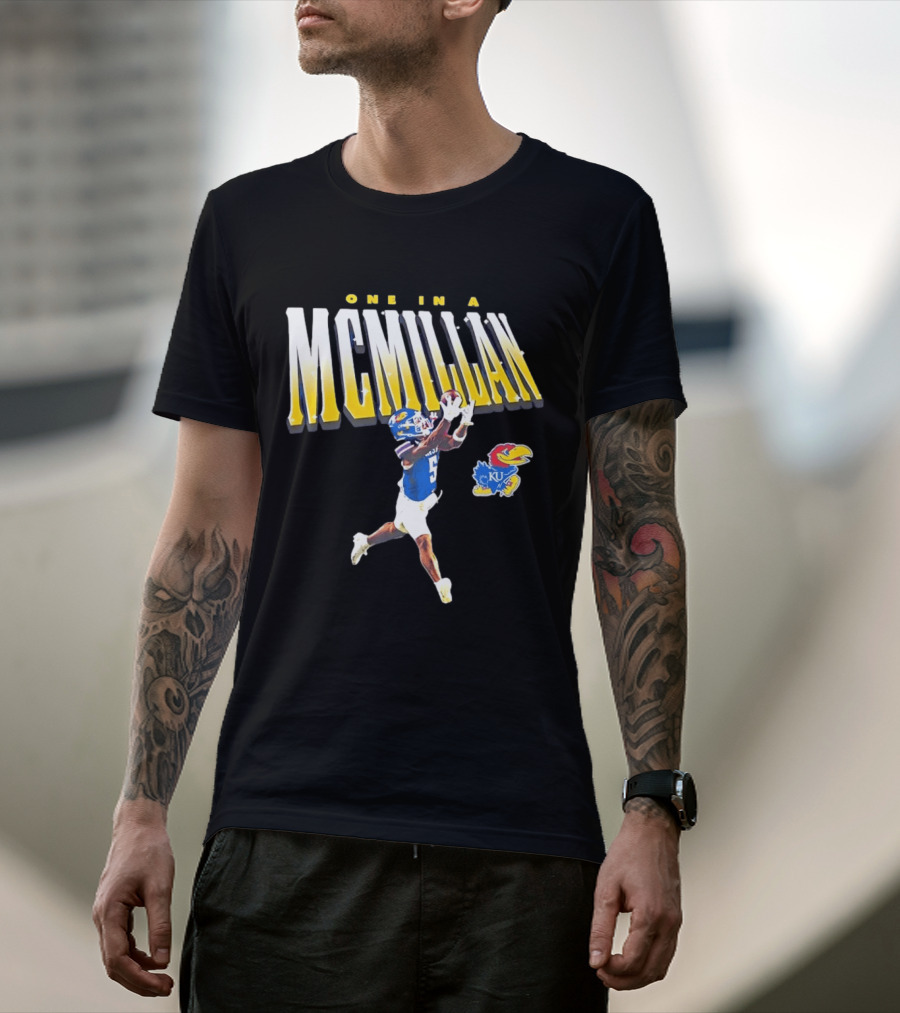 One In A McMillan Kansas Jayhawks KU Football Player Catching T-Shirt