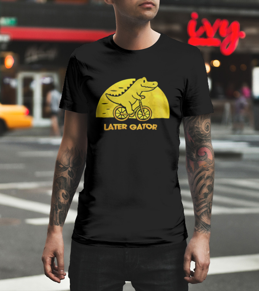 Later Gator Riding Bicycle Fun T-Shirt