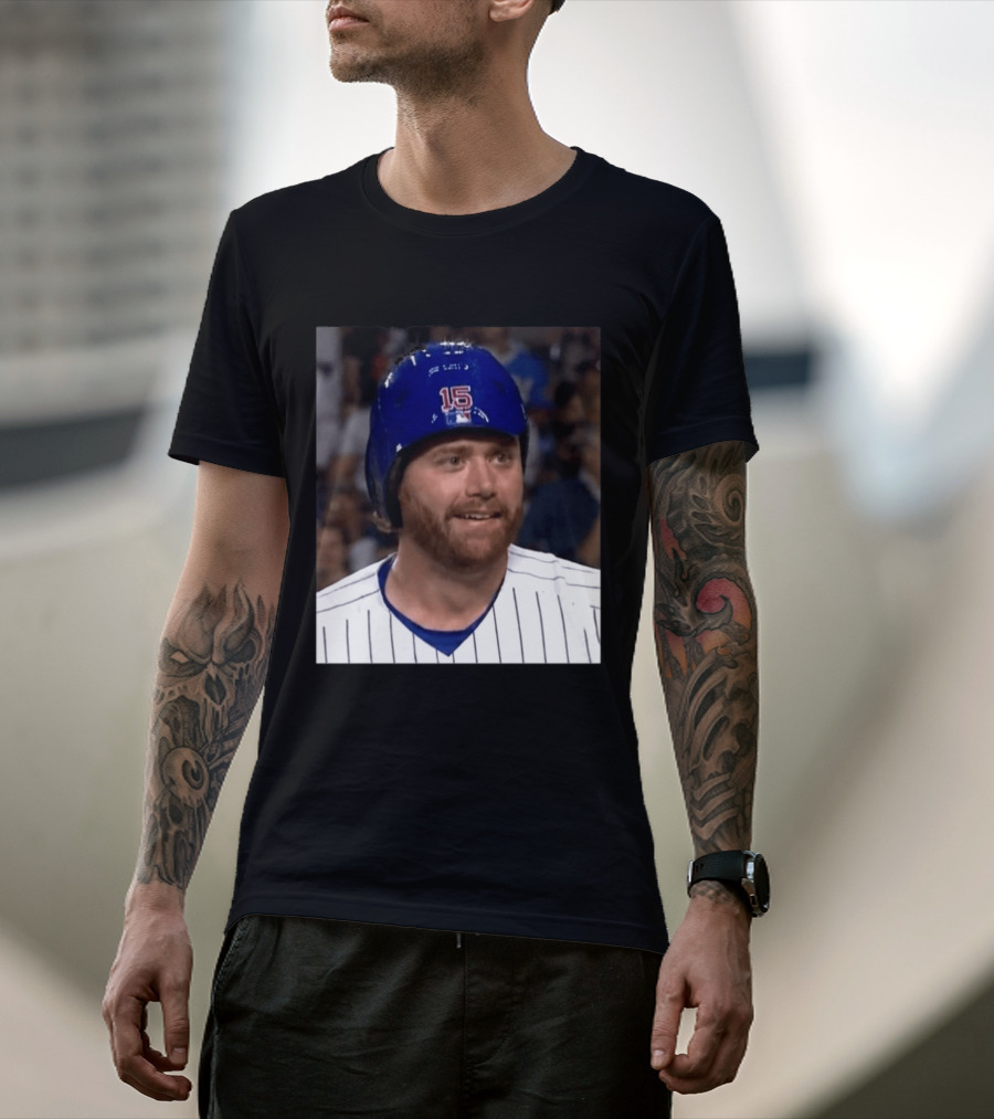 Taylor Davis Cubs Number 15 Helmet Stare T-Shirt