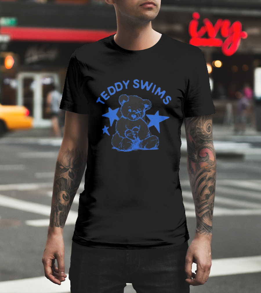 Teddy Swims Teddy Stars Bear Illustration In Blue With Stars T-Shirt