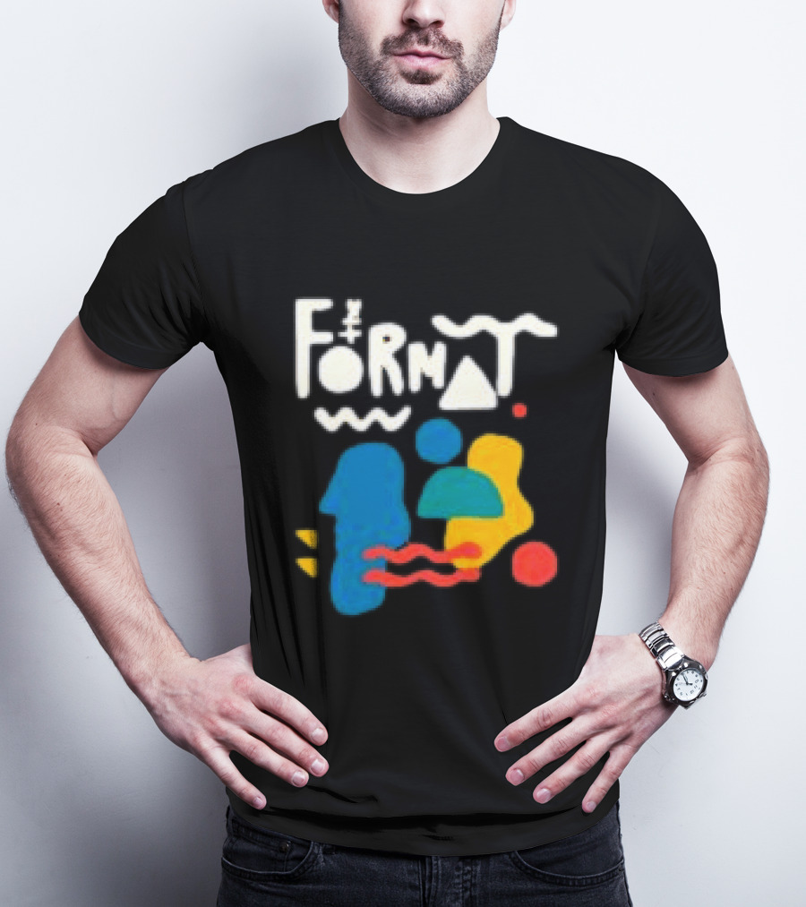 The Format Shop Abstract Shapes Colorful Graphic Black Zip T-Shirt