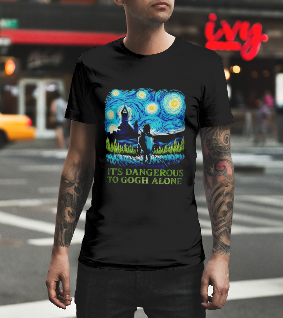 The Legend Of Zelda It's Dangerous To Gogh Alone Starry Night Link Standing T-Shirt