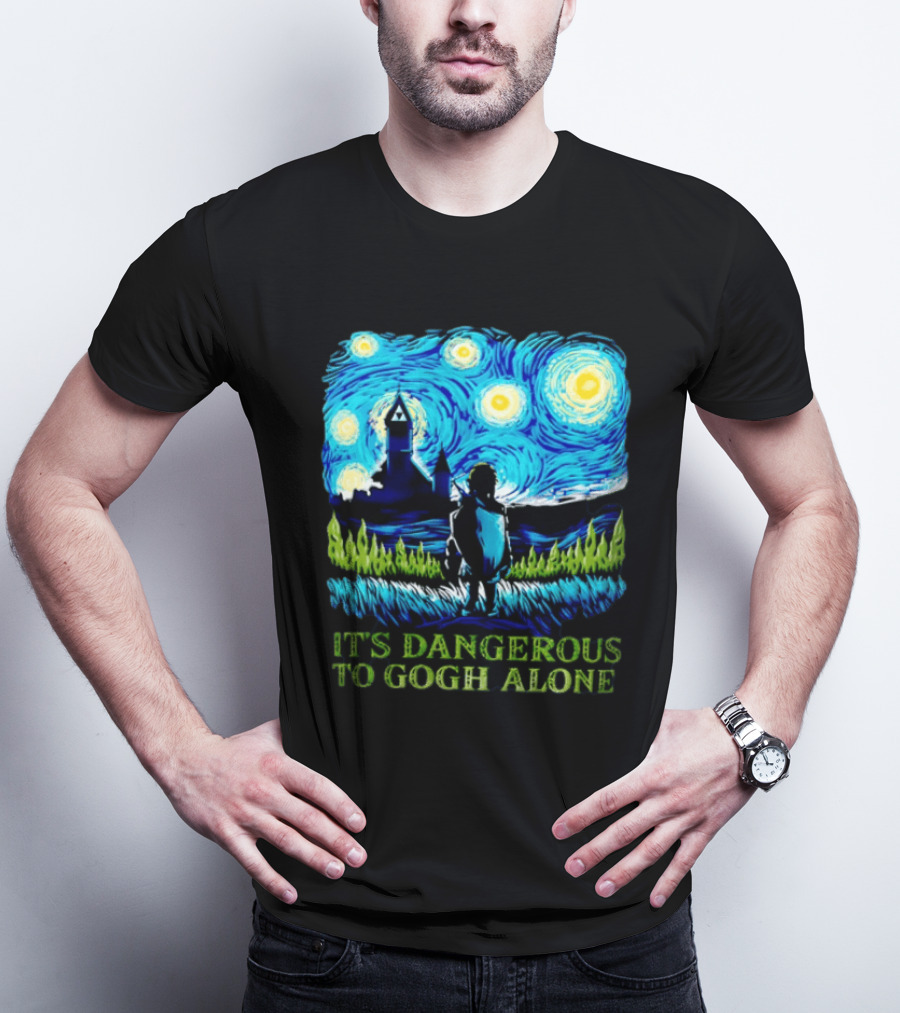 The Legend Of Zelda It's Dangerous To Gogh Alone Starry Night Link Standing T-Shirt