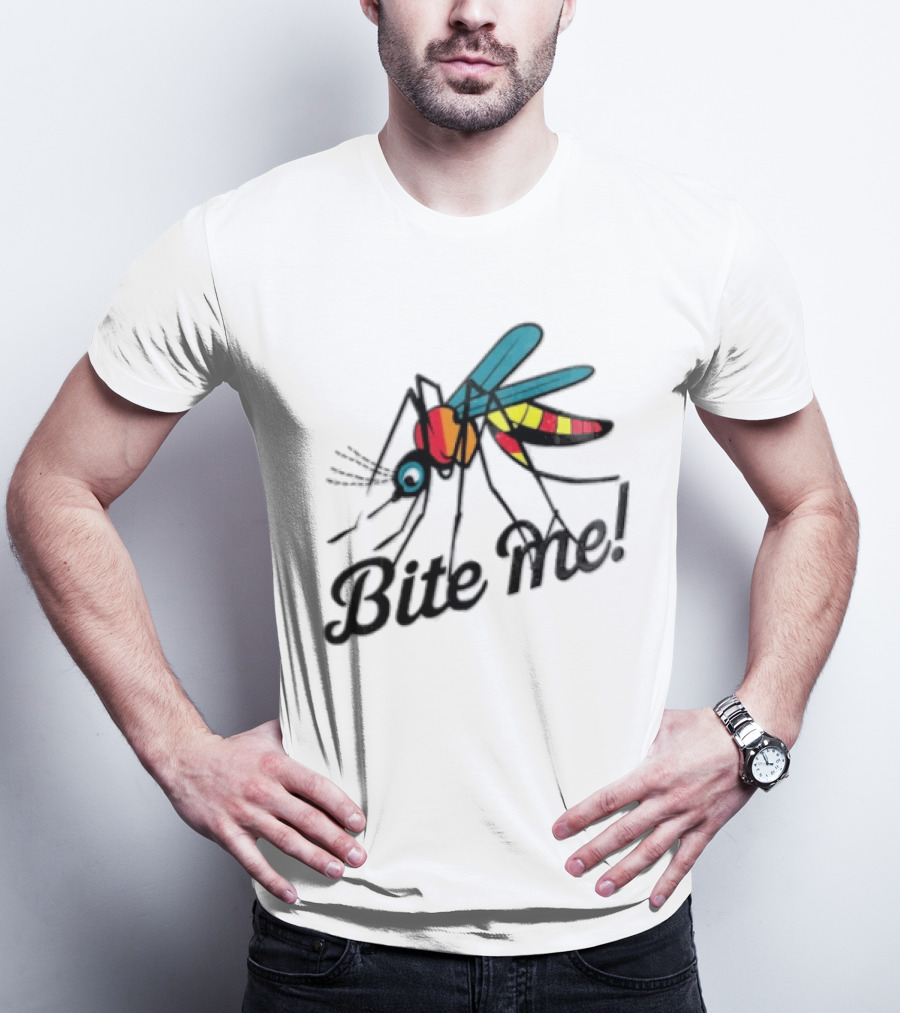 Bite Me Colorful Mosquito Cartoon Vibrant Insect T-Shirt