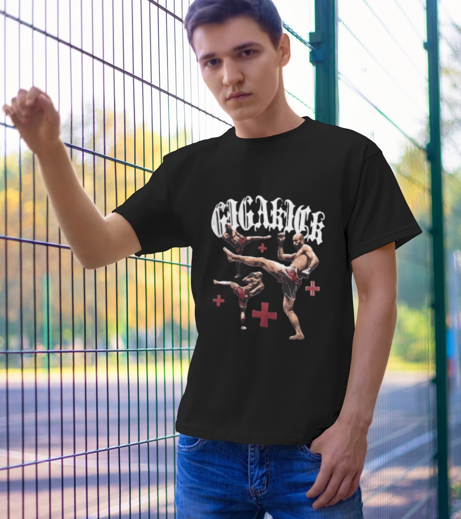 Giga Kick Three Fighters Performing Roundhouse Kicks T-Shirt