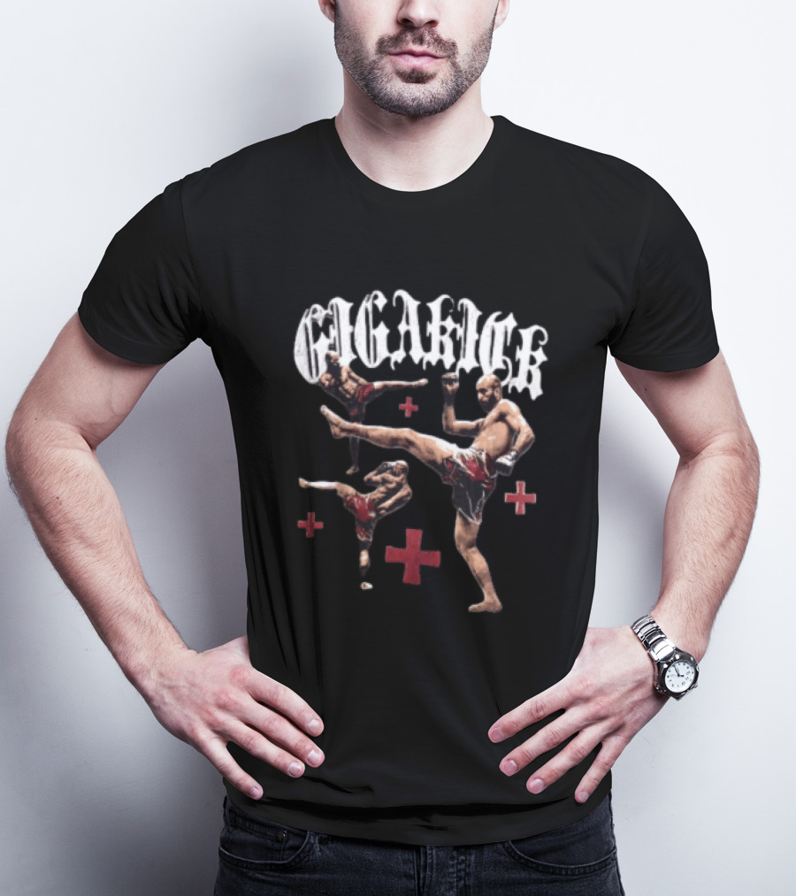 Giga Kick Three Fighters Performing Roundhouse Kicks T-Shirt