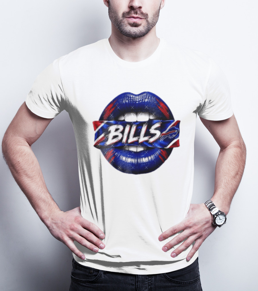 Buffalo Bills Blue Red Lips Banner With Bills Team T-Shirt