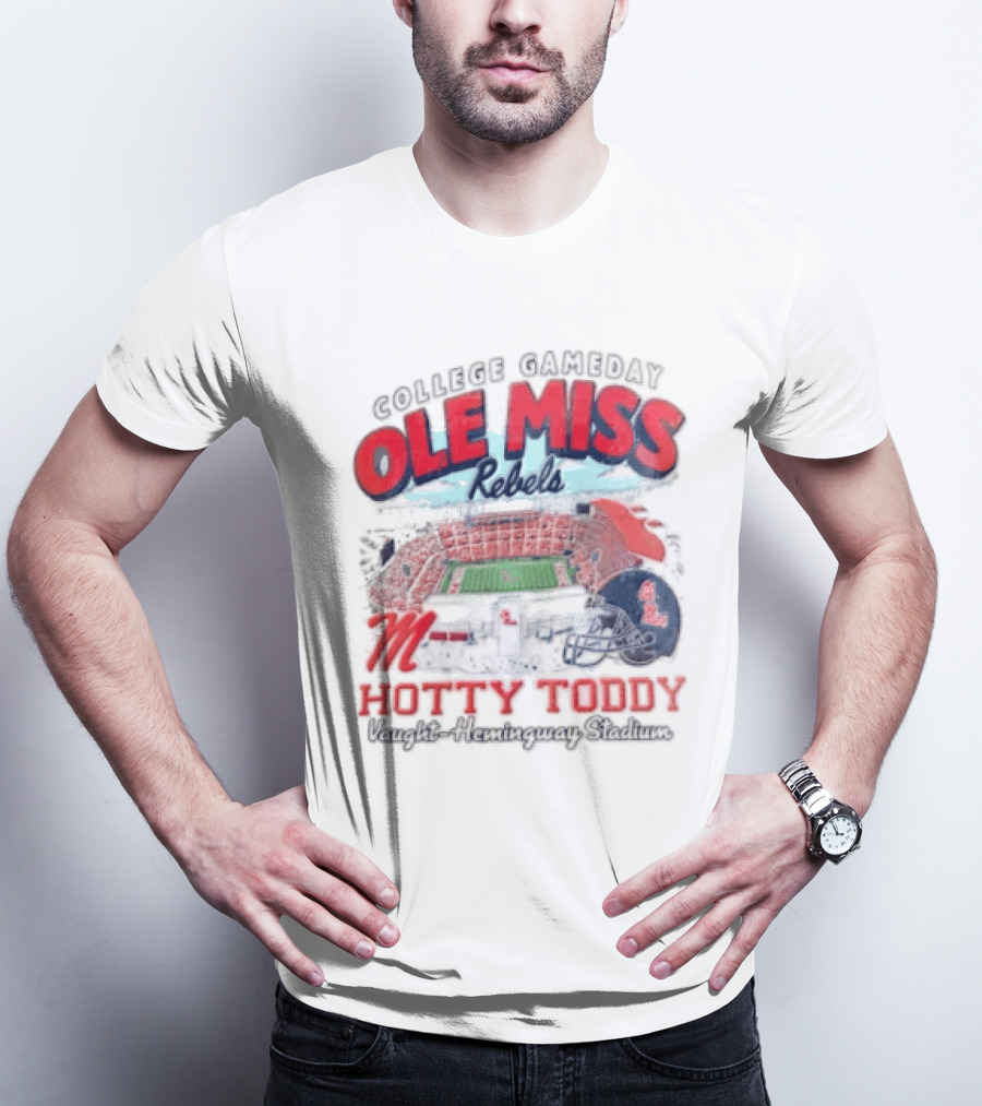 College Gameday Ole Miss Rebels Hotty Toddy Football Stadium Helmet T-Shirt