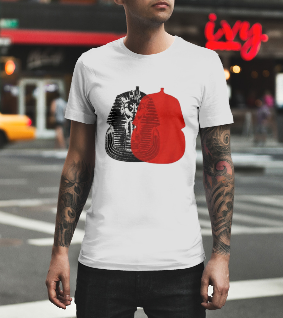 Pyramids Half Marathon Store The Tut Edit Egyptian Pharaoh Mask T-Shirt