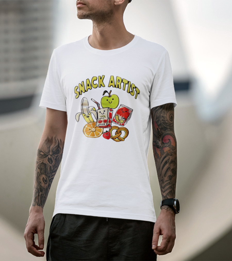 Snacks Juice Banana Apple Chips Pretzel Orange Cartoon T-Shirt