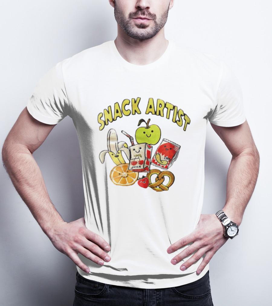 Snacks Juice Banana Apple Chips Pretzel Orange Cartoon T-Shirt