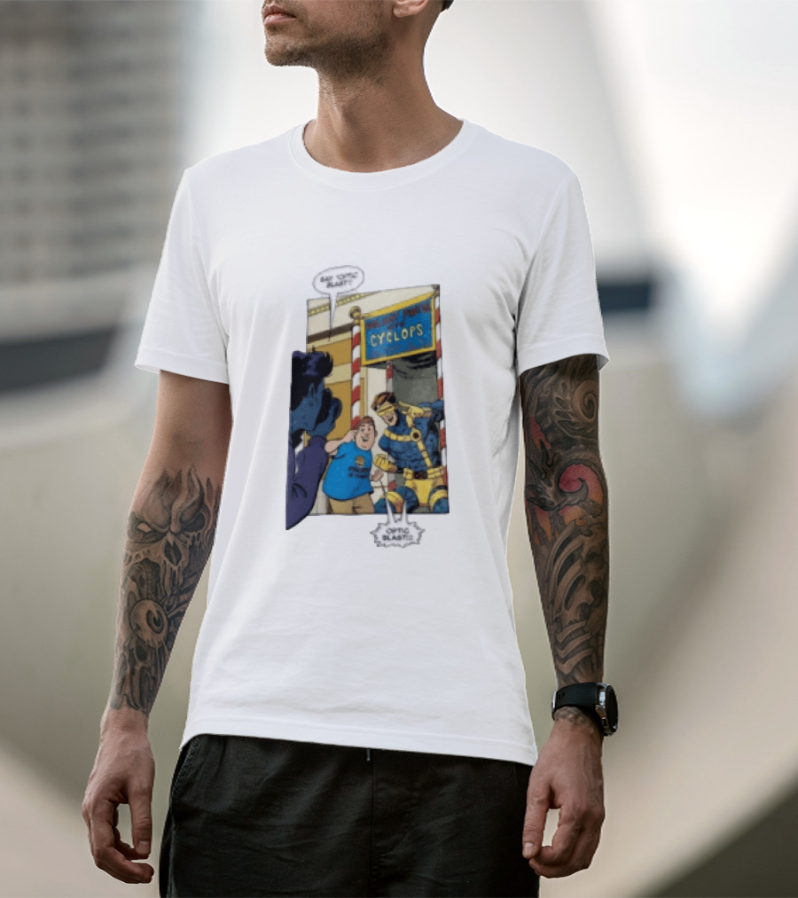 Cyclops Optic Blast Pose Comic Panel Marvel X Men Humor T-Shirt