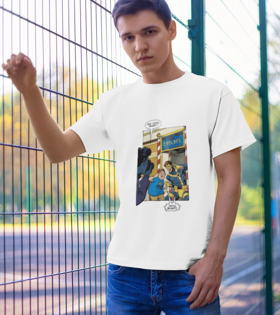 Cyclops Optic Blast Pose Comic Panel Marvel X Men Humor T-Shirt