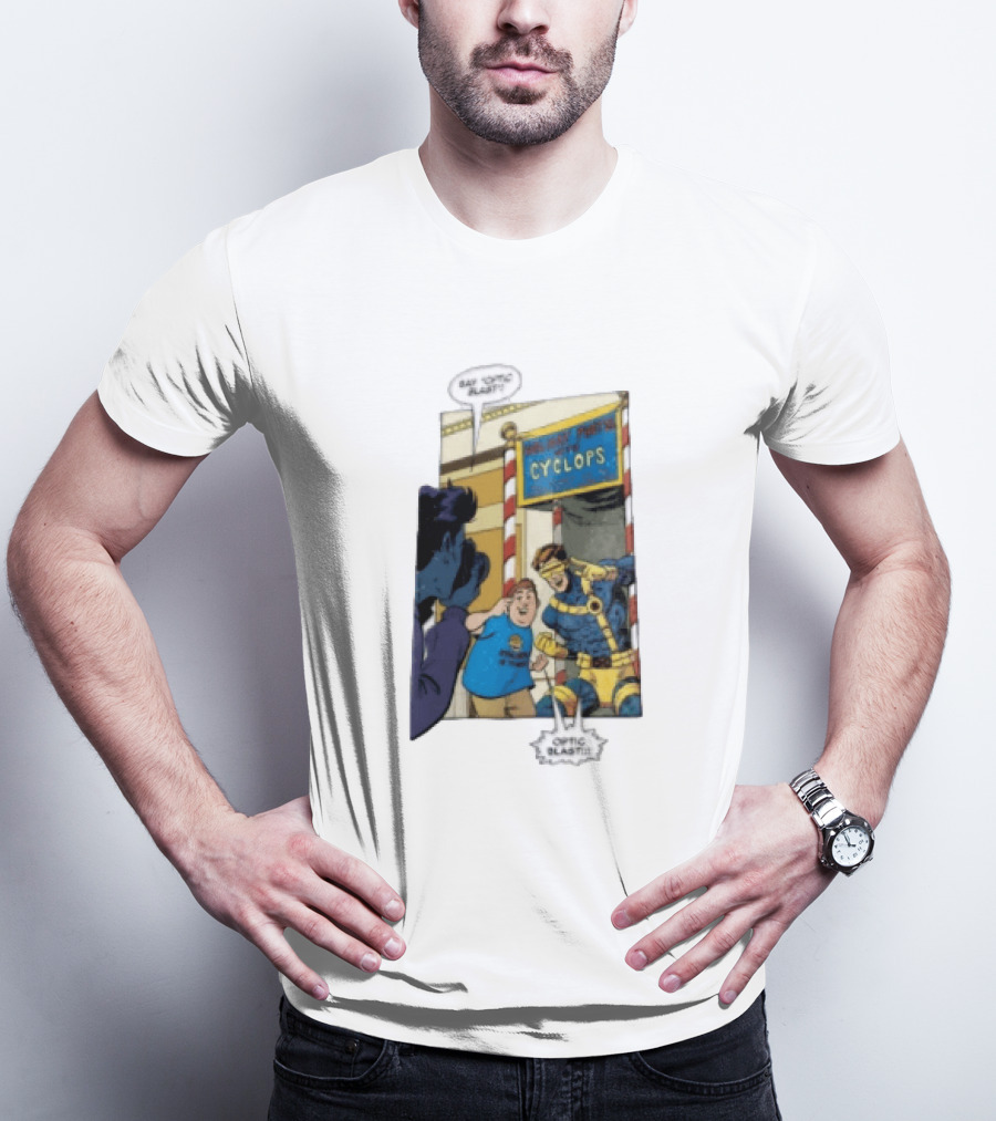 Cyclops Optic Blast Pose Comic Panel Marvel X Men Humor T-Shirt