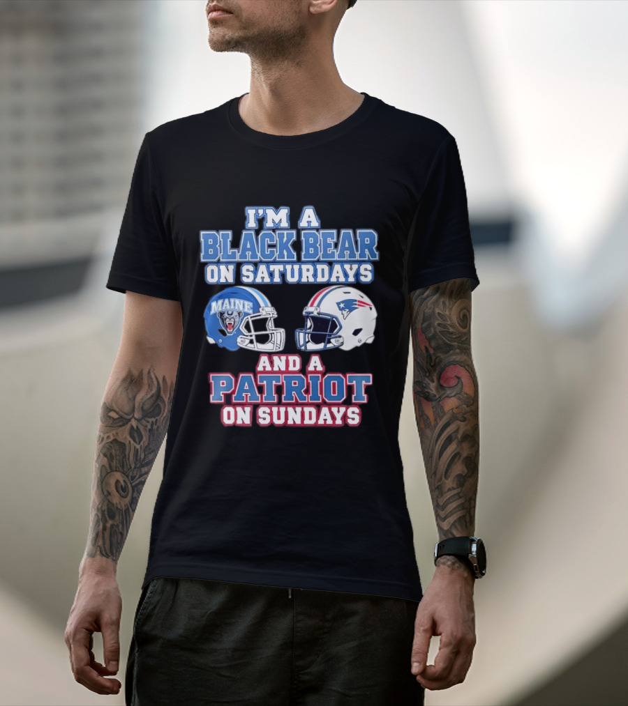 I'm A Black Bear On Saturdays Maine And A Patriot On Sundays T-Shirt
