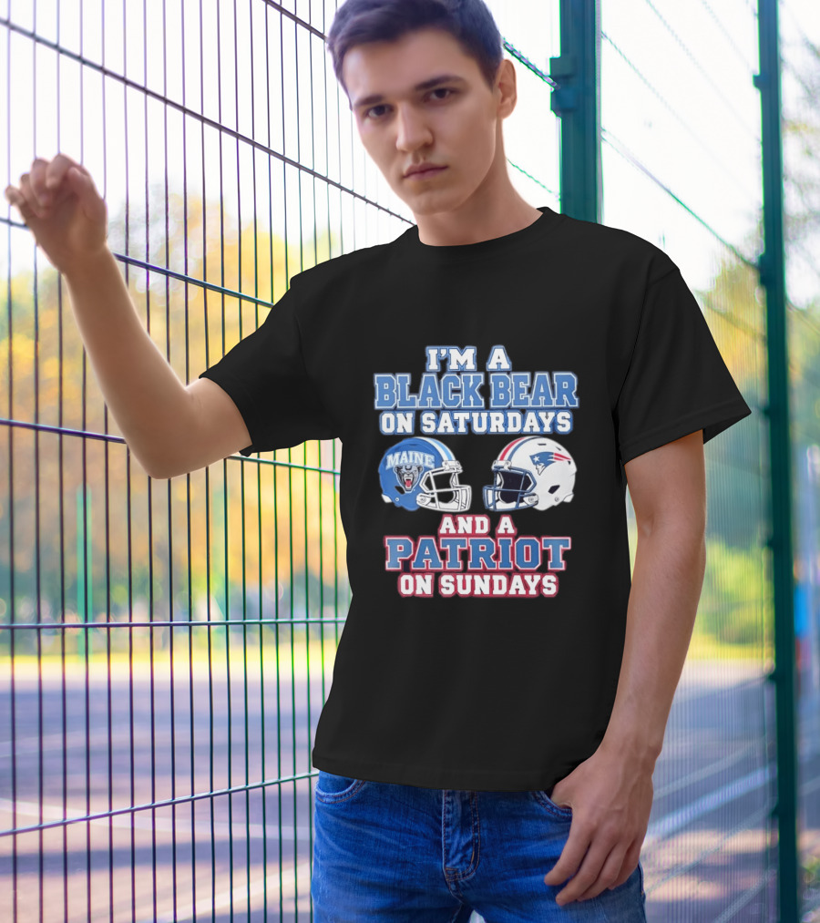 I'm A Black Bear On Saturdays Maine And A Patriot On Sundays T-Shirt
