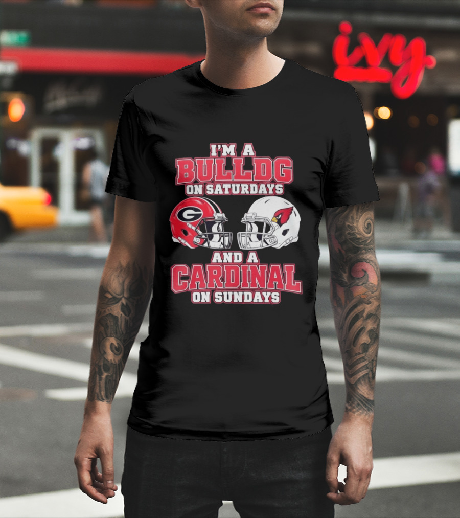 I'm A Bulldog On Saturdays And A Cardinal On Sundays Football Helmets T-Shirt