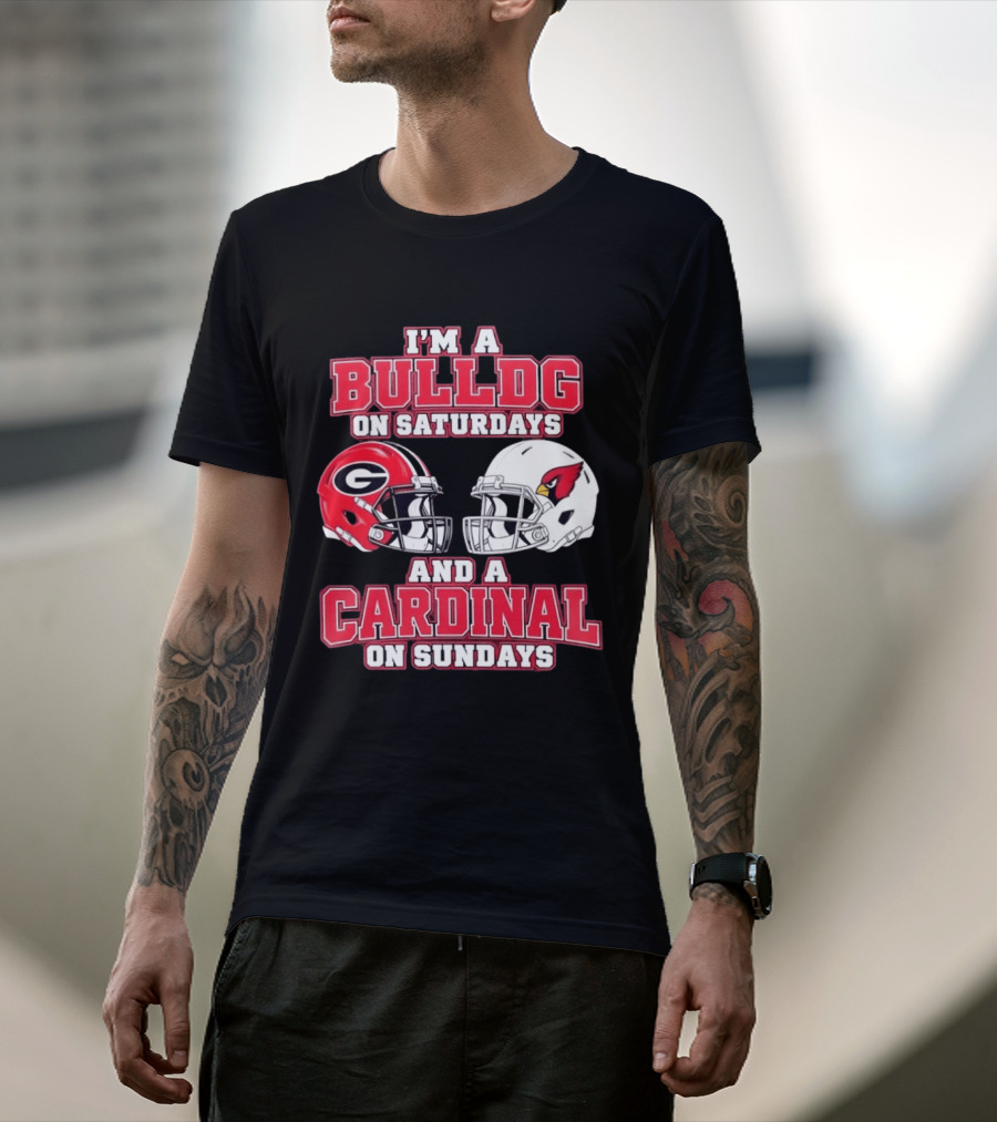 I'm A Bulldog On Saturdays And A Cardinal On Sundays Football Helmets T-Shirt
